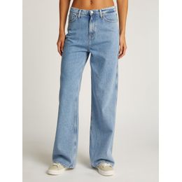 Tommy Jeans Damen Loose-fit-Jeans "CLAIRE HR WD", blau, Gr. 32, Abriebeffekte, Denim/Jeans, Obermaterial: 99% Baumwolle, 1% Elasthan, Jeans