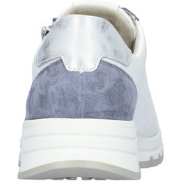 Waldl&auml;ufer WALDL&Auml;UFER Damen Keilsneaker, Gr. 6wei&szlig;, jeansblau, silberfarben, Nappaleder, Textil, Veloursleder, Schuhe, Schn&uuml;rschuh, Halbschuh, Freizeitschuh mit