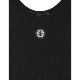 Philipp Plein Damen Minikleid "Kurzes Kleid", schwarz, Gr. 10, Obermaterial: 48% Baumwolle, 48% Modal, 4% Elasthan, Kleider