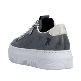 Rieker Damen Plateausneaker, Gr. 40blau, goldfarben, Lederimitat, used, Schuhe, Sneaker, Slip-On Sneaker, Slipper mit Schaftrandpolster