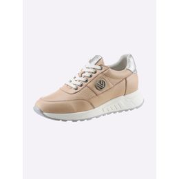 Heine Damen Sneaker, Gr. 37, beige, Leder, Schuhe