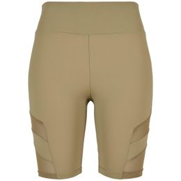Urban Classics Damen Stoffhose "Urban Classics Damen Ladies High Waist Tech Mesh Cycle Shorts"khaki, Gr. XL, unifarben, 80% Polyimid, 20% Elasthan,
