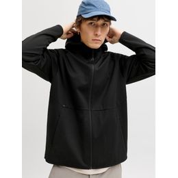Jack & Jones JACK & JONES Herren Sweatshirt "JJEBASE SWEAT ZIP HOOD SN", schwarz, Gr. S, unifarben, angeraute Sweatware, Obermaterial: 75% Polyester, 21%