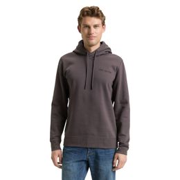 Tom Tailor Herren Hoodietarmac grau, Gr. XXL, unifarben, Sweatware, Obermaterial: 70% Baumwolle, 30% Polyester, Sweatshirts, mit Logo Stickerei