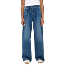 Mustang Damen Weite Jeans "Damen Style Luise Wide", blau, Gr. 25, Denim/Jeans, 100% Baumwolle, Jeans