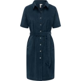 Ragwear Damen Cordkleid "Rozyna Cordy YOUMODO"petrol, Gr. XS, Material: 98% Baumwolle, 2% Elasthan, Kleider, Kurz&auml;rmliges Kordkleid mit Hemdkragen