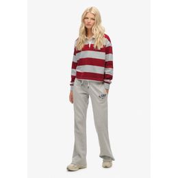 Superdry Damen Sweathose "ATHLETIC EMB FLARE JOGGER", grau, Gr. S, unifarben, Sweatware, Obermaterial: 100% Seide, Hosen, Baumwolle, slim fit