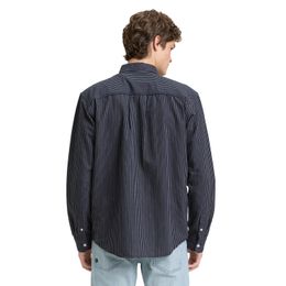 Herren Langarmhemdnavy blau stripe, Gr. XL, Tom Tailor Denim, gestreift, Single Jersey, Obermaterial: 100% Baumwolle, Hemden, gestreift, mit