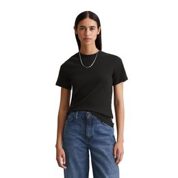 Marc O'Polo Damen T-Shirt "aus elastischem Bio-Baumwolle-Mix", schwarz, Basic, Gr. XXS, MARC O'POLO DENIM, unifarben, Obermaterial: 96% Baumwolle, 4% Elasthan,