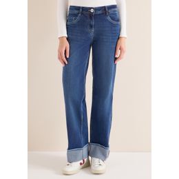Loose-fit-Jeans Cecil, Damen, Gr. 27, L&auml;nge 32, mid blau used wash, Jeans, 78% Baumwolle, 20% Polyester, 2% Elasthan, unifarben, lang, Jeans, 5-Pocket-Style