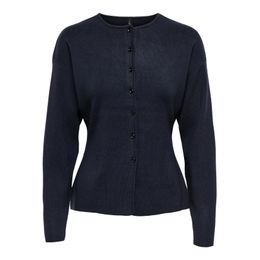 Only Damen Strickjacke "ONLLUCY LS O-NECK CARDIGAN EX KNT"night sky detail:dtm buttons, Gr. S, unifarben, Strick, Obermaterial: 50% Polyester, 36%