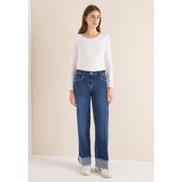 Cecil Damen Loose-fit-Jeansmid blau used wash, Gr. 36, unifarben, Jeans, 78% Baumwolle, 20% Polyester, 2% Elasthan, Jeans, 5-Pocket-Style