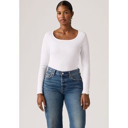 Levi's LEVI'S Damen Langarmshirt "ESSENTIAL SQRD NECK LONG SLEEVE", wei&szlig;, Gr. L, unifarben, Single Jersey, Obermaterial: 95% Baumwolle, 5% Elasthan, Shirts,