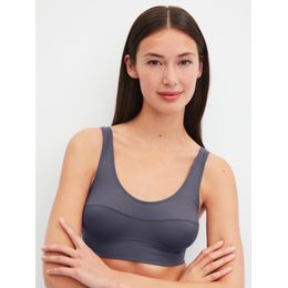 Calida Damen Bustier "Elastic", Gr. Sgraystone, Single Jersey, Obermaterial: 94% Baumwolle, 6% Elasthan, BHs, breites Unterbrustband, ohne B&uuml;gel,