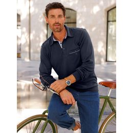 Marco Donati Herren Poloshirt "Langarm-Shirt", blau, Gr. 52, gemustert, kariert, unifarben, 100% Baumwolle, Shirts