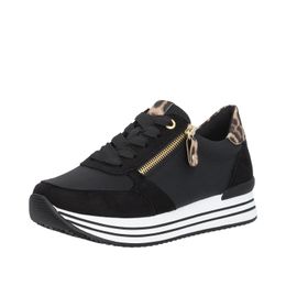 Remonte Damen Plateausneaker, Gr. 38, schwarz, Textil, Schuhe, Freizeitschuh, Halbschuh, Schn&uuml;rer mit seitlichem Rei&szlig;verschluss
