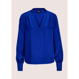 Madeleine Mode MADELEINE Damen Langarmbluse "Bluse Elegante Viskosebluse mit Stehkragen", blau, Gr. 40, Obermaterial: 100% Viskose CV., Blusen