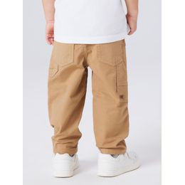 name it M&auml;dchen Cargohose "NMMBEN TAP TWI PANT CARP 5722-FG NOOS", braun, Gr. 116, unifarben, washed, Twill, Obermaterial: 97% Baumwolle, 3%
