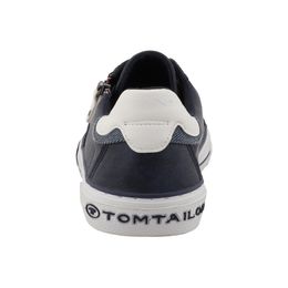Tom Tailor Herren Sneaker, Gr. 45, blau, Lederimitat, Schuhe, Freizeitschuh, Halbschuh, Schn&uuml;rschuh mit Au&szlig;en-Rei&szlig;verschluss