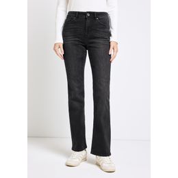 Bootcut-Jeans STREET ONE STUDIO, Damen, Gr. 32, L&auml;nge 30, schwarz soft wash, Jeans, 63% Baumwolle, 25% Polyester, 10% Viskose, 2% Elasthan, unifarben, lang, Jeans, aus Baumwolle mit Stretchanteil
