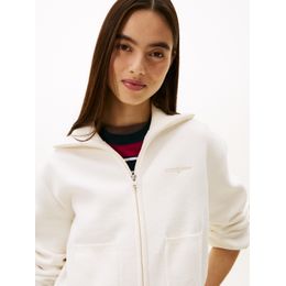 Tommy Jeans Damen Strickjacke "TJW COZY SCRIPT CARDIGAN", wei&szlig;, Gr. XL, unifarben, Strick, Obermaterial: 90% Polyester, 9% Polyamid, 1% Elasthan,