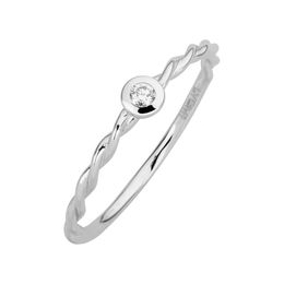 LYOMI Damen Fingerring "585/- Wei&szlig;gold 1 synth. Diam. 0,04ct.", 054 (17,2), 0,04 VS = sehr kleine Einschl&uuml;sse, Goldwei&szlig;, Gold, Fingerringe
