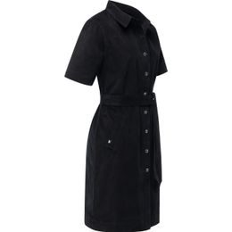 Ragwear Damen Cordkleid "Rozyna Cordy YOUMODO"schwarz, Gr. S, Material: 98% Baumwolle, 2% Elasthan, Kleider, Kurz&auml;rmliges Kordkleid mit Hemdkragen