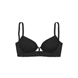 Lascana Damen Push-up-BH, Gr. 80, schwarz, Spitze, Obermaterial: 60% Polyamid, 33% Polyester, 7% Elasthan, BHs, mit B&uuml;gel aus floraler