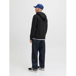 Jack & Jones JACK & JONES Herren Kapuzensweatjacke "JJMAKOTO SWEAT ZIP HOOD"schwarz, Gr. S, bedruckt, angeraute Sweatware, Obermaterial: 80% Baumwolle, 20%