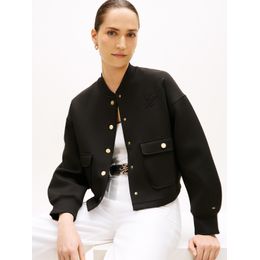 Tommy Hilfiger Damen Cardigan "GOLD BUTTON BOMBER", schwarz, Gr. L, unifarben, Strick, Obermaterial: 100% Viskose, Strickjacken, mit Knopfleiste