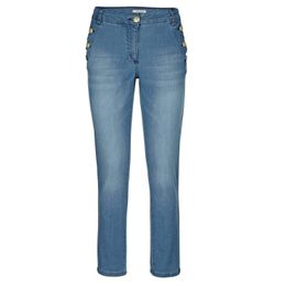Alba Moda Damen Regular-fit-Jeans "Jeans Jeans mit Goldknopf", beige, Modern, Gr. 34, Obermaterial: 98% Baumwolle CO. 2% Elasthan EL., Jeans