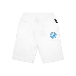 Philipp Plein Jungen Shorts "Iconic Plein"01, wei&szlig;, Gr. 16, Obermaterial: 95% Baumwolle, 5% Elasthan, Hosen