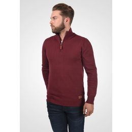 Troyer Blend "BHRobin", Herren, Gr. M, andorra rot, Feinstrick, 50% Baumwolle, 50% Polyacryl, unifarben, regular fit, ohne Ausschnitt, eingesetzt, Pullover Troyer, Strickpullover mit hochabschlie&szlig;endem Kragen