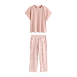 next Pyjama Damen Gr&ouml;&szlig;e XL ros&eacute; / wollwei&szlig; Winterkleid