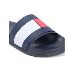 Tommy Hilfiger Herren Pantolette "CORE HILFIGER FLAG POOL SLIDE", Gr. 46, blau, Gummi, kontrastfarbene Details, Schuhe, Strandschuh, Flats,