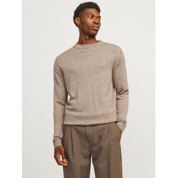 Jack & Jones JACK & JONES Herren Rundhalspullover "JPRBLAMARK MERINO KNIT CREW NECK LN"greige detail:melange, Gr. XXL, meliert, Strick, Obermaterial: 100% Wolle,