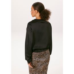 Aniston CASUAL Damen Blouson, schwarz, Gr. 34, Crinkleoptik, leicht gl&auml;nzend, unifarben, Cr&ecirc;pe;Satin, Obermaterial: 100% Polyester, Jacken, mit