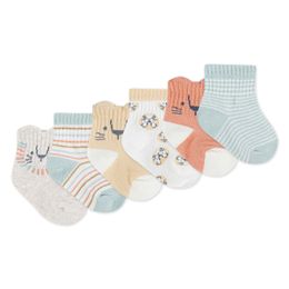 M&auml;dchen Socken "HGHB 6PK SOCK", bunt, Gr. 3, HUGGIES BABYWEAR, Intarsienmuster, Baumwollmischung, Socken, mit Stickerei