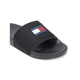 Tommy Jeans Herren Pantolette "TJM POOL SLIDE", Gr. 41schwarz, Textil, Schuhe, Sommerschuh, Badeschuh, Hausschuh mit Logoschriftzug