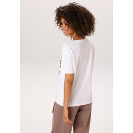 Aniston CASUAL Damen T-Shirt, wei&szlig;, Gr. 40, Schlangenoptik, bedruckt, Single Jersey, Obermaterial: 100% Baumwolle, Shirts, mit Herzen, Animal-Drucken