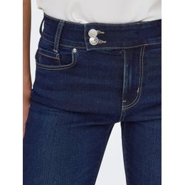 Only Damen Bootcut-Jeans "ONLPAOLA HW FLARED BJ143 JNS DNM", blau, Gr. XS, unifarben, Denim/Jeans, Obermaterial: 70% Baumwolle, 29% Polyester, 1%