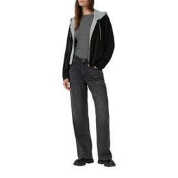 s.Oliver Damen Langarmshirtdunkelgrau melange, Gr. 42, meliert, Strick, Obermaterial: 65% Polyester, 35% Viskose, Shirts, mit U-Boot-Ausschnitt