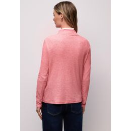 Street One Damen Langarmshirt, pink, Gr. 42, unifarben, Jersey, Obermaterial: 50% Viskose, 25% Nylon, 25% Polyester, Shirts, mit Rippstruktur und