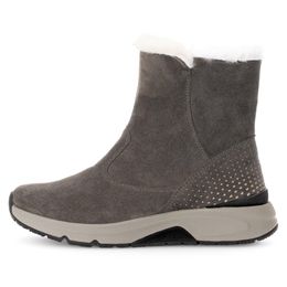 Damen Winterboots, Gabor Rollingsoft, Gr. 40, grau, Veloursleder, Schuhe, Keilabsatz, Stiefelette mit der typischen rollingsoft-Laufsohle