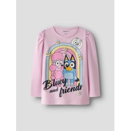 name it M&auml;dchen Langarmshirt "NMFJESSIE BLUEY LS TOP BOX NOOS SKY", rosa, Gr. 86, Jersey, Obermaterial: 95% Baumwolle, 5% Elasthan, Shirts