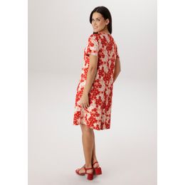 Damen Jerseykleidrosa, rot, wei&szlig;, Gr. 42, Aniston SELECTED, bedruckt, gebl&uuml;mt, Milano Rib, Obermaterial: 85% Viskose, 10% Polyester, 5% Elasthan,