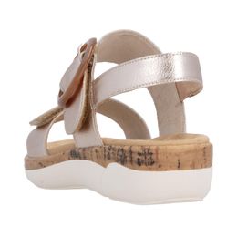 Remonte Damen Sandale, Gr. 45, silber, Leder, metallic, Basic, Schuhe, Klettschuh, Sommerschuh, Sandalette mit herausnehmbarem Fu&szlig;bett