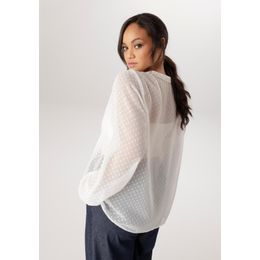 ANISTON PLUS Damen Schlupfblusewei&szlig;, Gr. 48, unifarben, Web, Obermaterial: 100% Polyester, Blusen, mit eingewebten Punkten