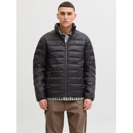 Jack & Jones Steppjacke JACK & JONES "JJLOUIS LIGHT PUFFER COLLAR", Herren, Gr. M, schwarz, Web, Obermaterial: 100% Polyester, unifarben, regular fit, hoch geschlossener Ausschnitt, Jacken Steppjacke
