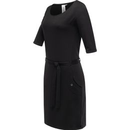 Ragwear Damen Jerseykleid "Kenisha"schwarz, Gr. M, Material: 67% Polyester, 28% Viskose, 5% Elasthan, Kleider, Elastisches Midikleid mit Tailleng&uuml;rtel